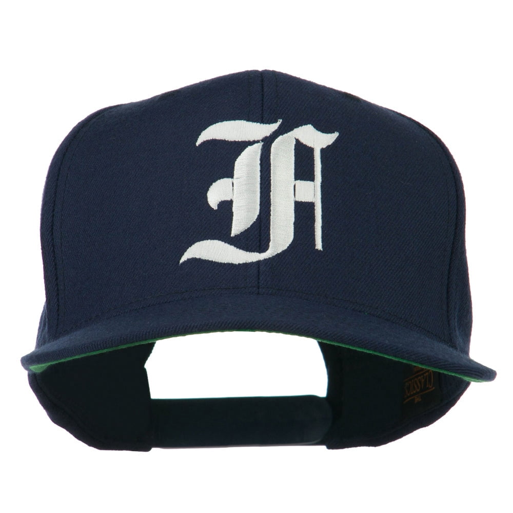 Old English F Embroidered Flat Bill Cap - Navy OSFM - Walmart.com