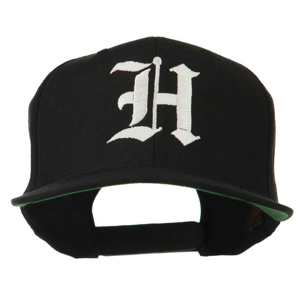 Old English H Embroidered Flat Bill Cap - Black OSFM - Walmart.com