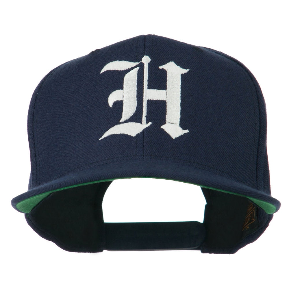 Old English H Embroidered Flat Bill Cap - Navy OSFM - Walmart.com