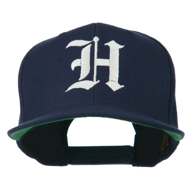 Old English H Embroidered Flat Bill Cap - Navy OSFM - Walmart.com