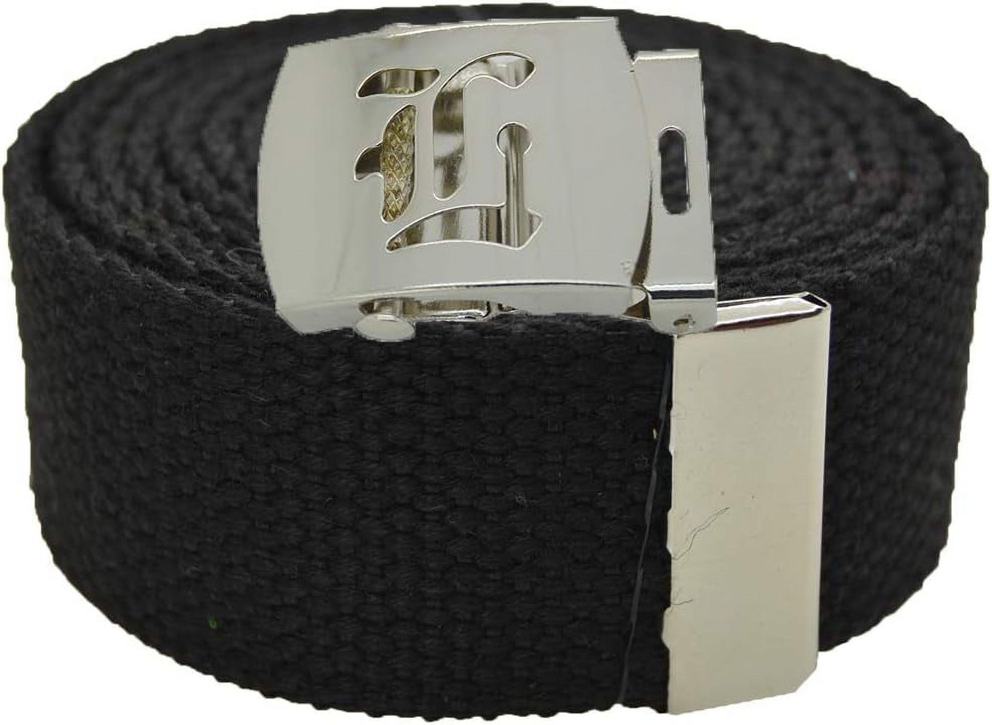 Old English Initial"L" Canvas Military Web Belt & Silver Buckle 60 Inch ...