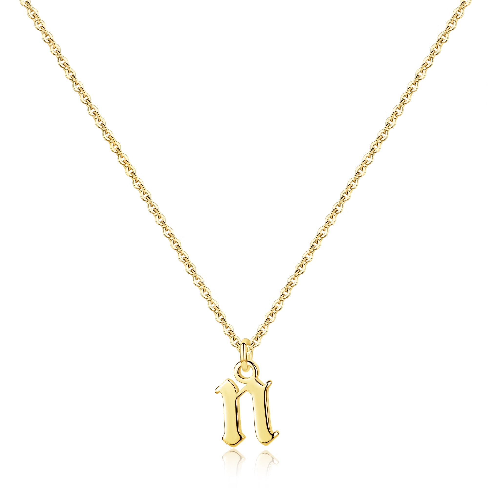Old English Initial Necklace 14K Gold Plated Letter Pendant Dainty ...