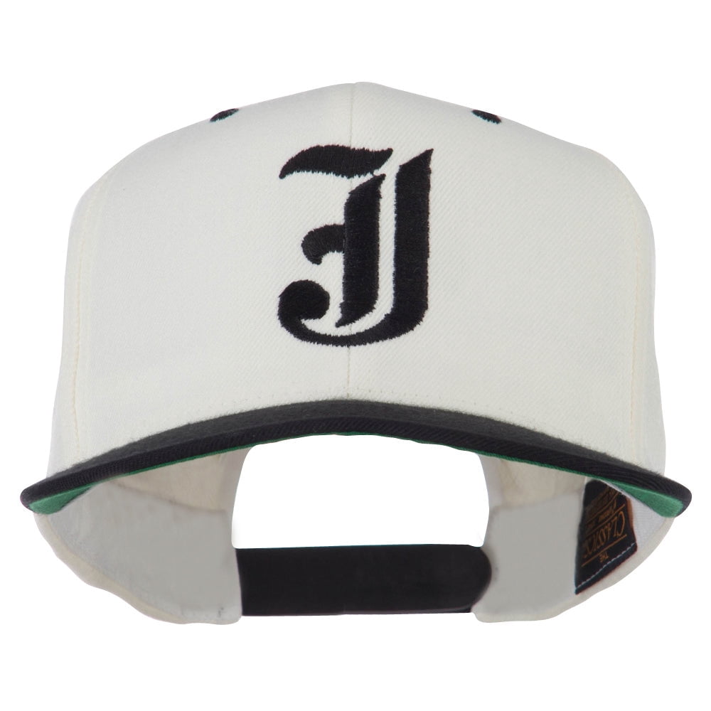 Old English J Embroidered Flat Bill Cap - Natural Black OSFM - Walmart.com