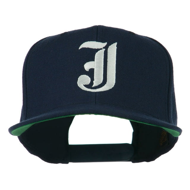 Old English J Embroidered Flat Bill Cap - Navy OSFM - Walmart Business ...
