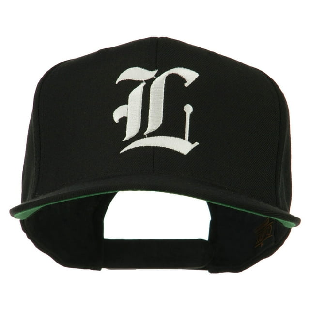 Old English L Embroidered Flat Bill Cap - Black OSFM - Walmart.com
