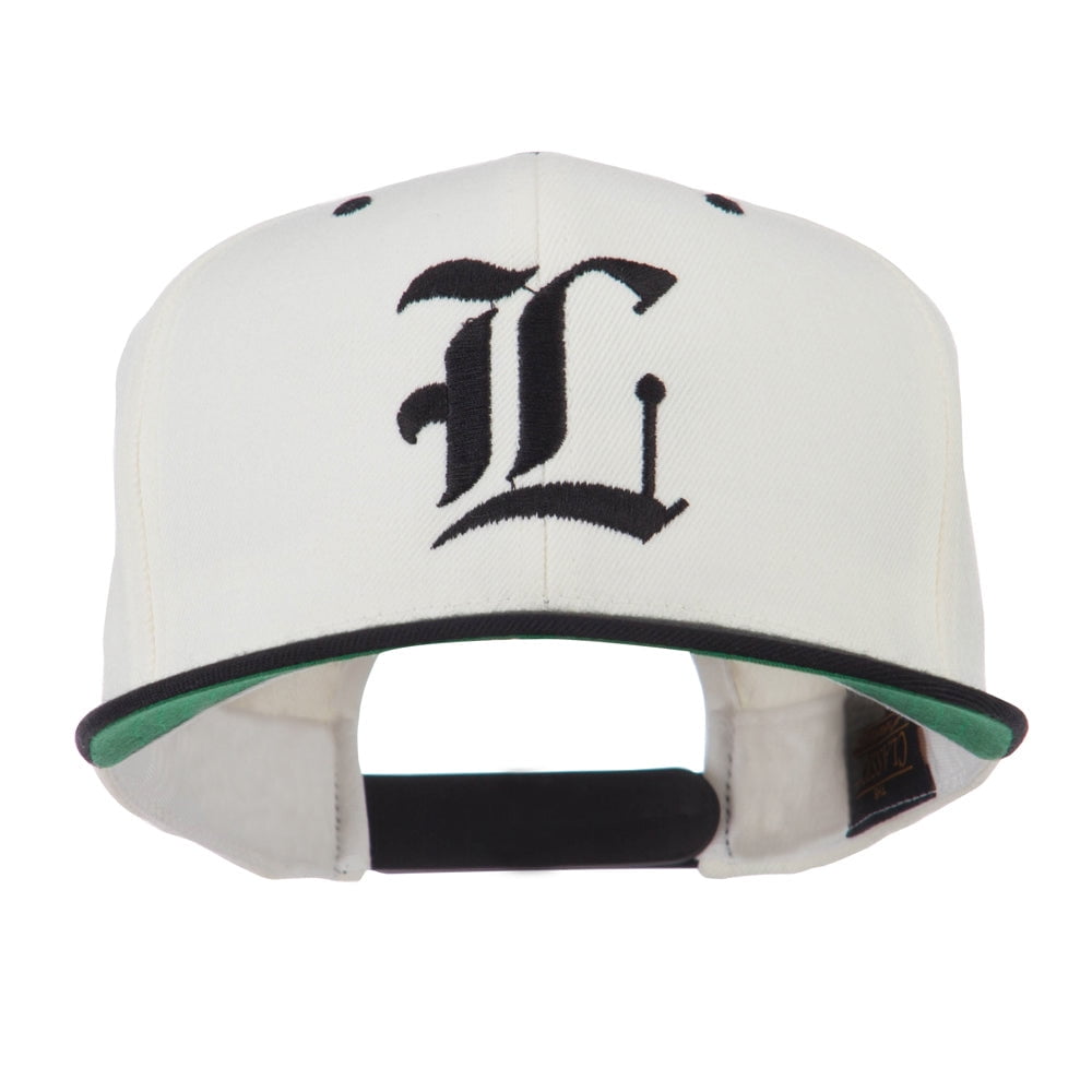 Old English L Embroidered Flat Bill Cap - Natural Black OSFM - Walmart.com