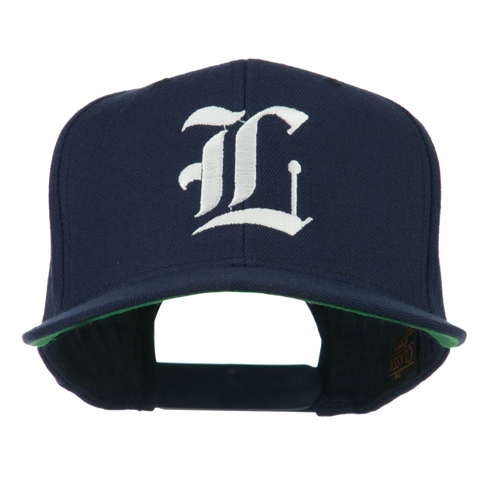 Old English L Embroidered Flat Bill Cap - Navy OSFM - Walmart.com