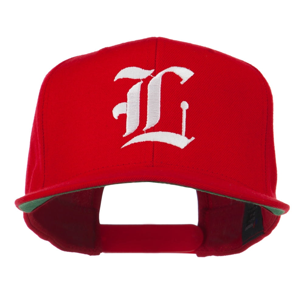 Old English L Embroidered Flat Bill Cap - Red OSFM - Walmart.com
