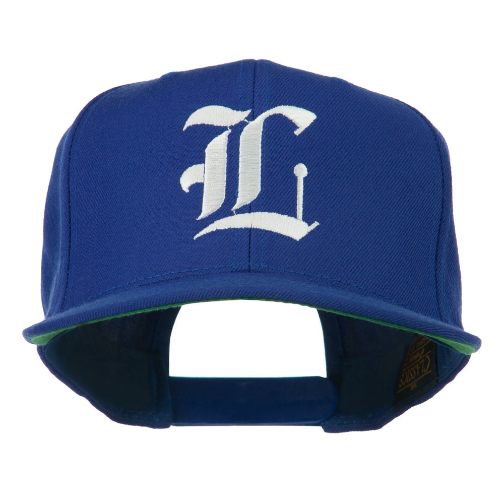 Old English L Embroidered Flat Bill Cap - Royal OSFM - Walmart.com