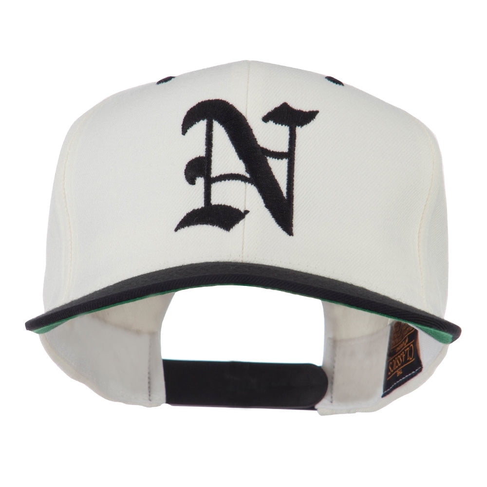 Old English N Embroidered Flat Bill Cap - Natural Black OSFM - Walmart.com