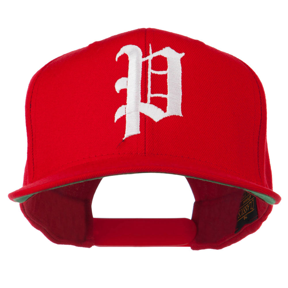 Old English P Embroidered Flat Bill Cap - Red OSFM - Walmart.com