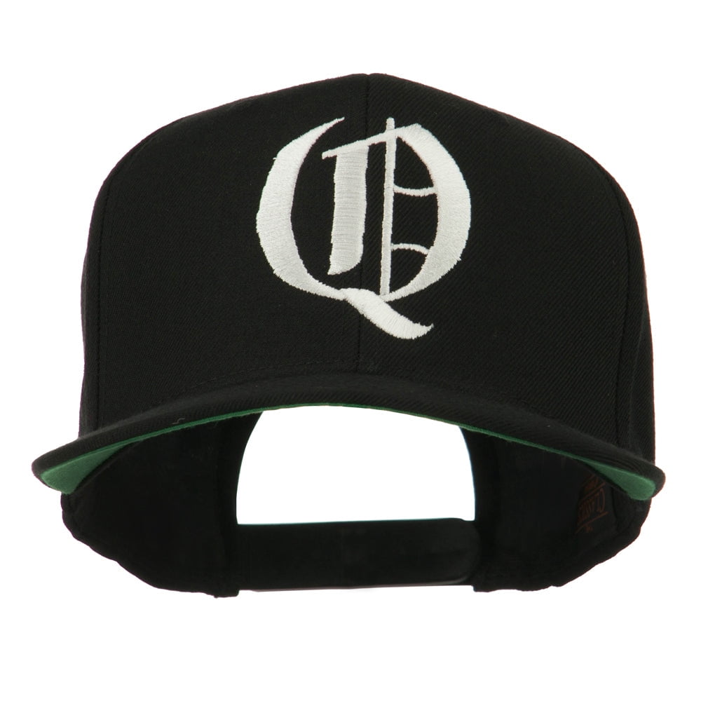 Old English Q Embroidered Flat Bill Cap - Black OSFM - Walmart.com
