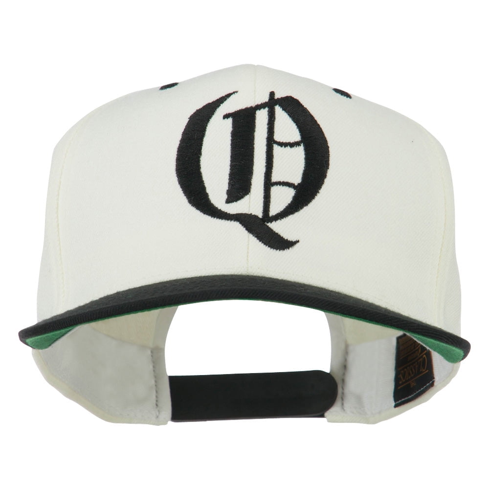 Old English Q Embroidered Flat Bill Cap - Natural Black OSFM - Walmart.com