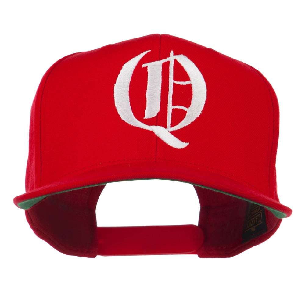 Old English Q Embroidered Flat Bill Cap - Red OSFM - Walmart.com