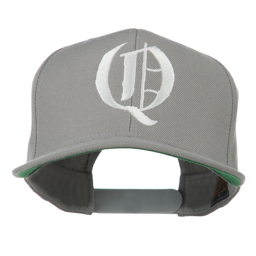 Old English Q Embroidered Flat Bill Cap - Silver OSFM - Walmart.com