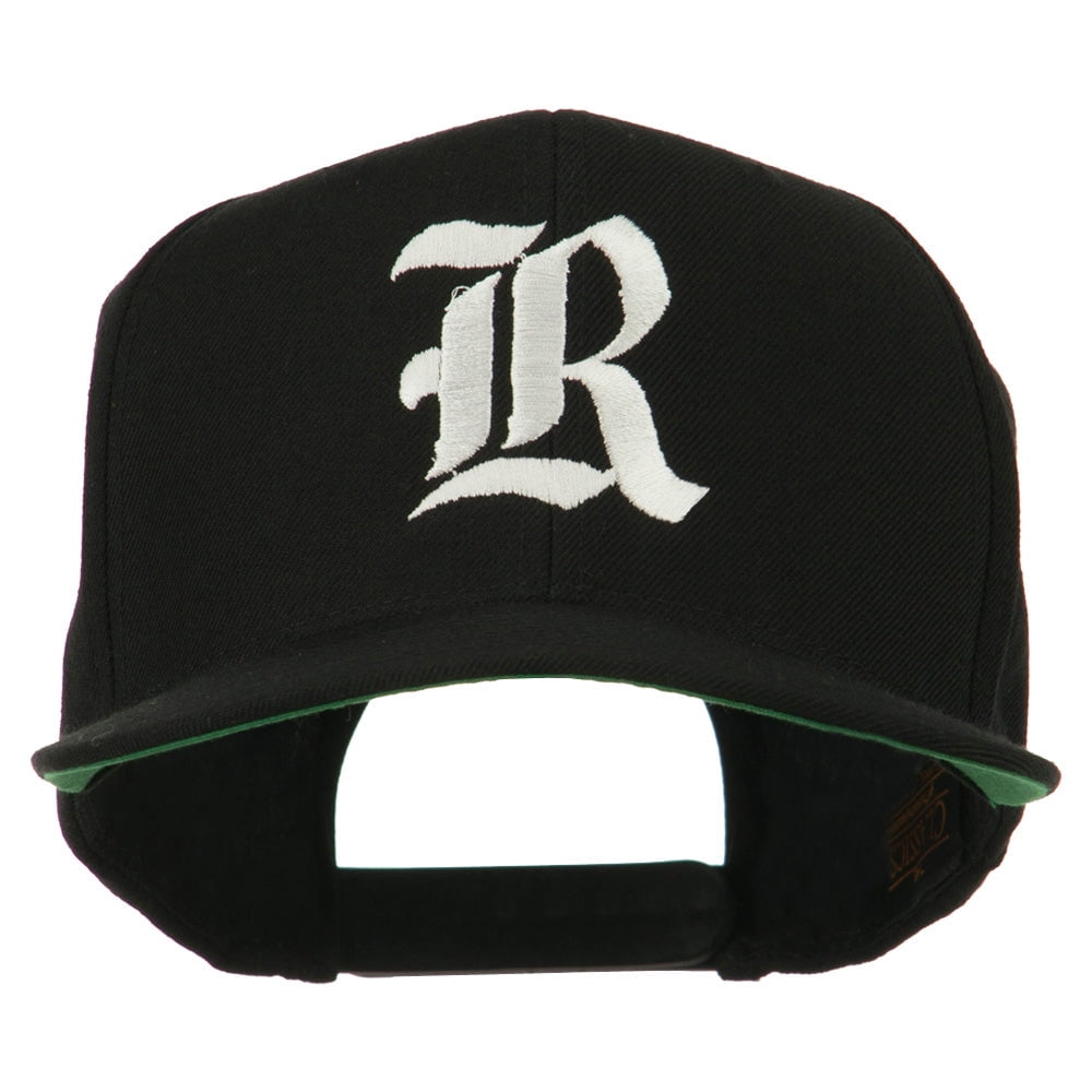 Old English R Embroidered Flat Bill Cap - Black OSFM - Walmart.com
