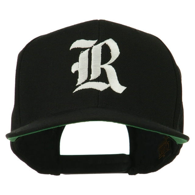 Old English R Embroidered Flat Bill Cap - Black OSFM - Walmart.com