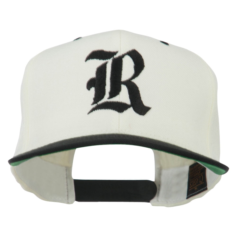 Old English R Embroidered Flat Bill Cap - Natural Black OSFM - Walmart.com