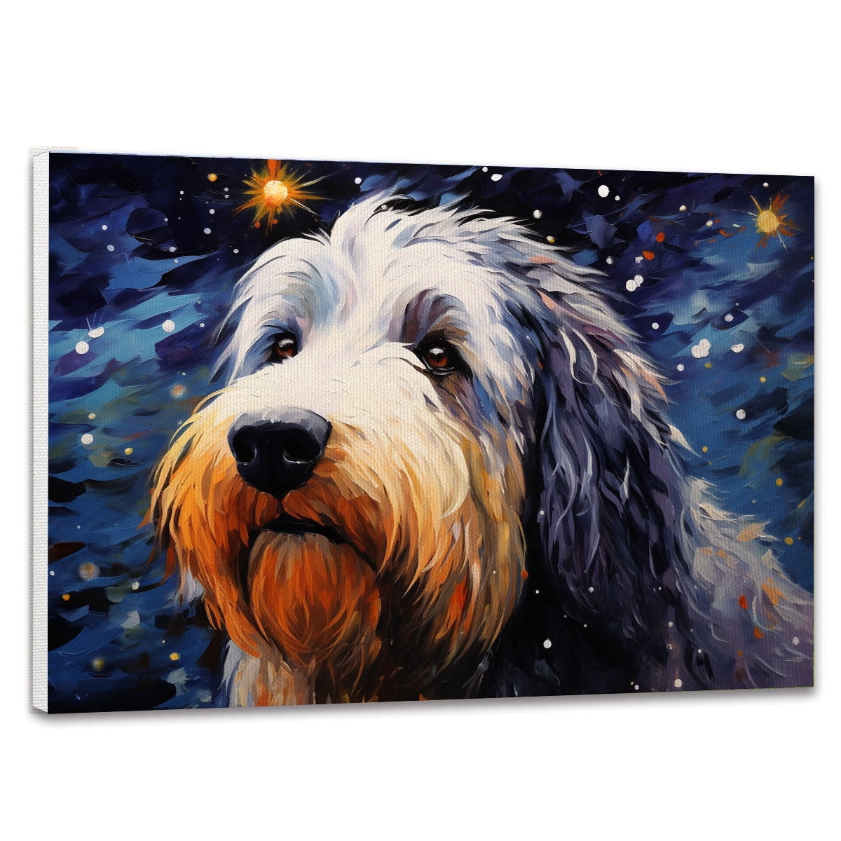 Old English Sheepdog Canvas Van Gogh Starry Night Framed Gifts For Her ...