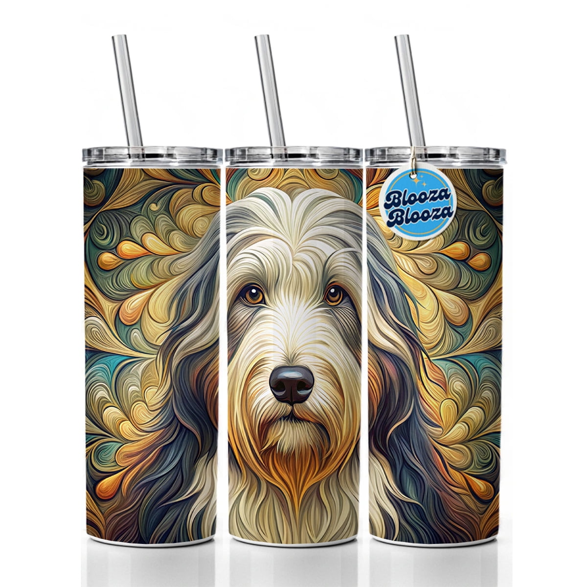 Old English Sheepdog Dog Art Nouveau 20oz Insulated Water Bottle Skinny ...