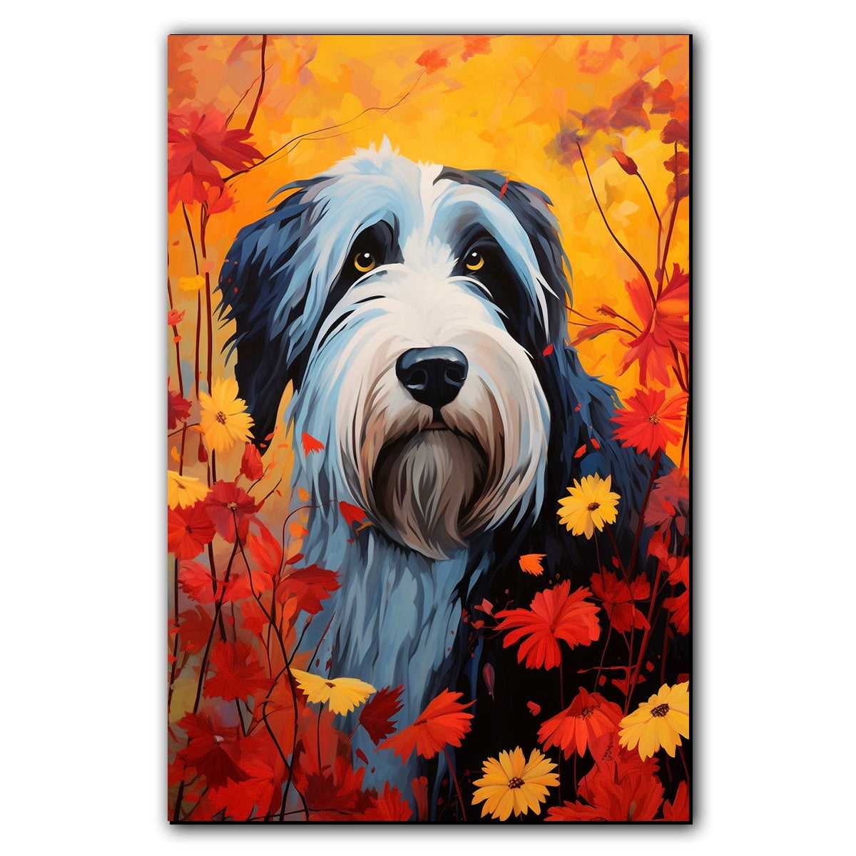 Old English Sheepdog Dog Canvas Wall Art for Living Room, Funny ...