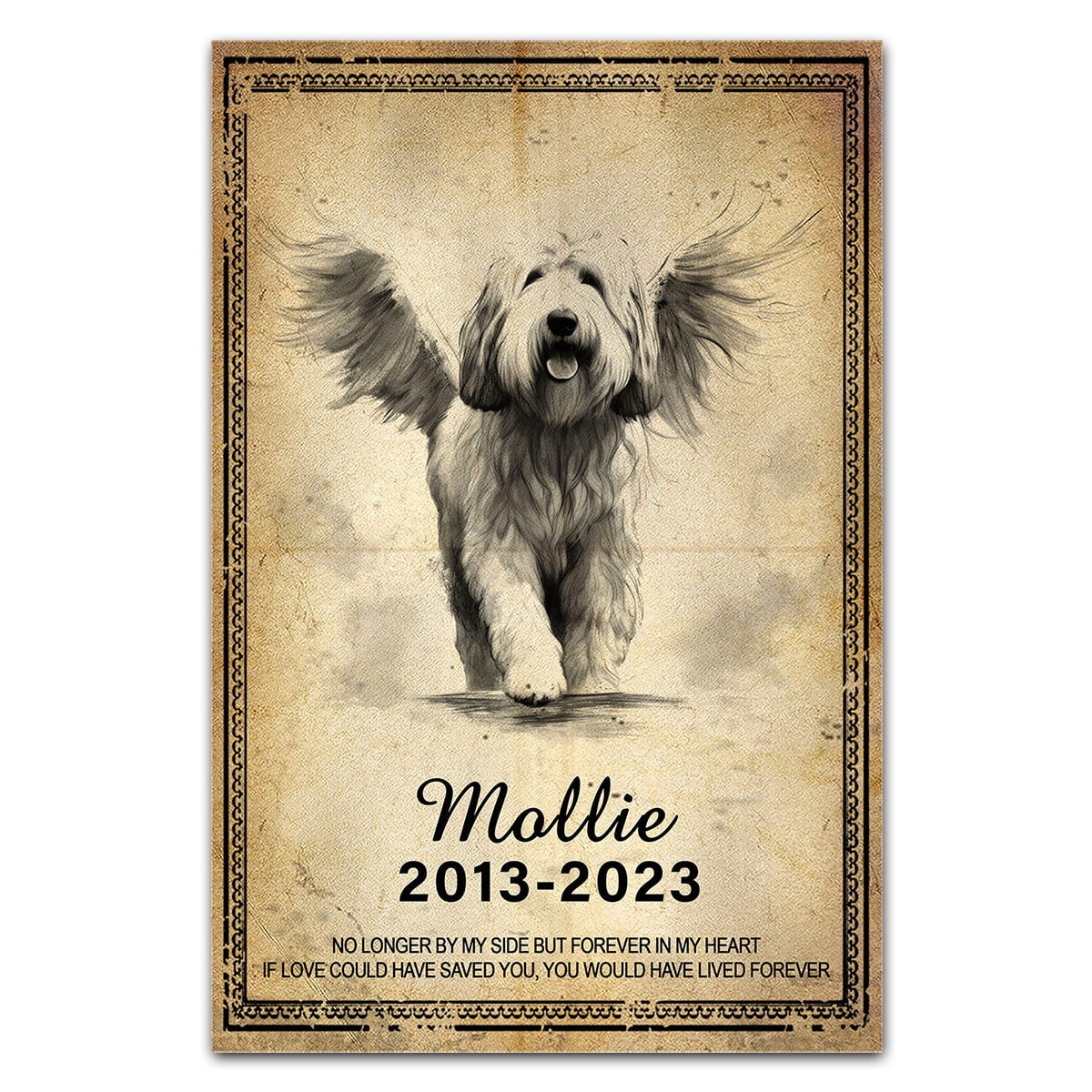 Old English Sheepdog Dog Memorial Poster/Framed Canvas Prints ...