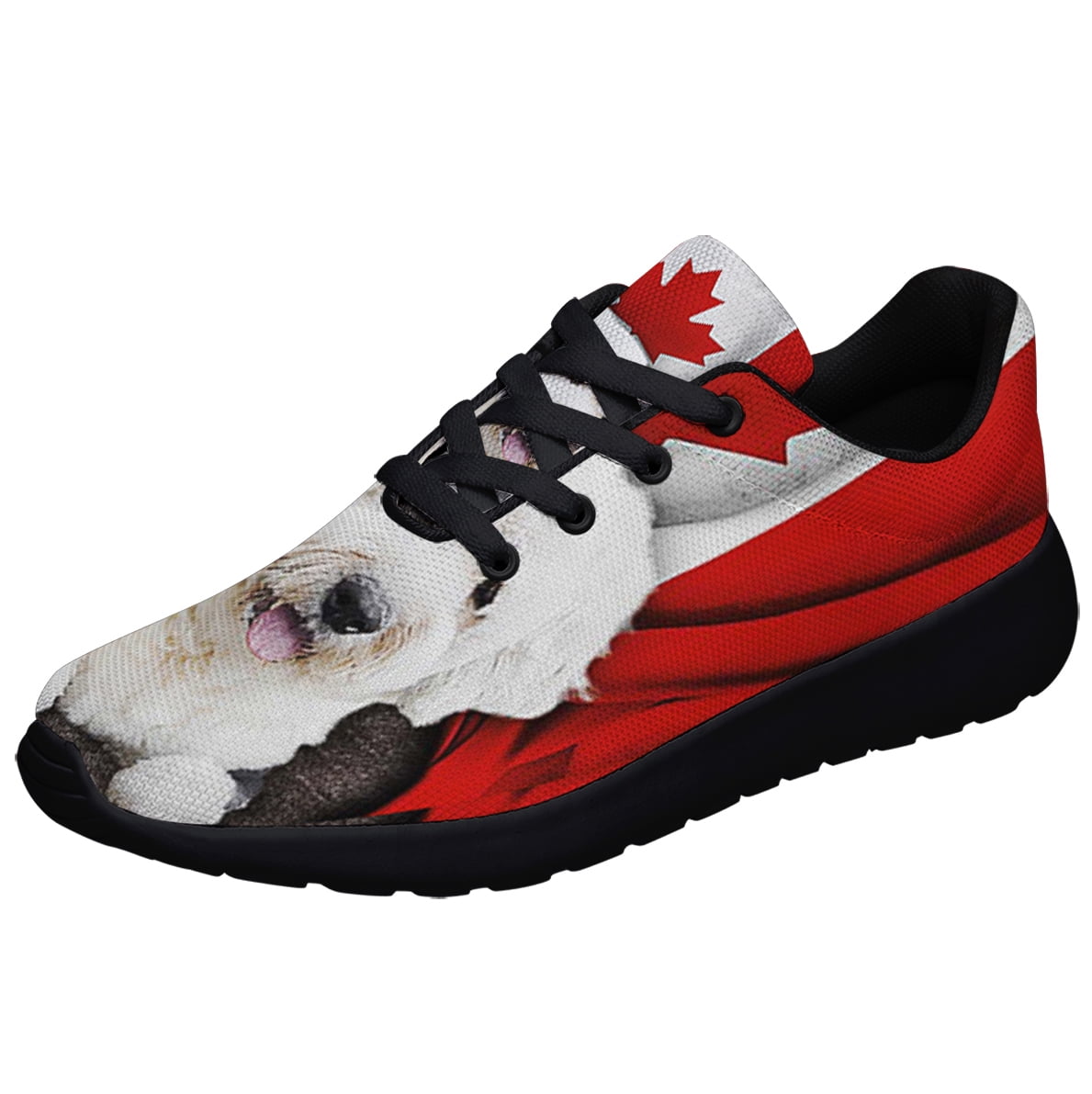 Old English Sheepdog Dog Patriot Canadian Shoes Sneakers Black Size 7.5 ...