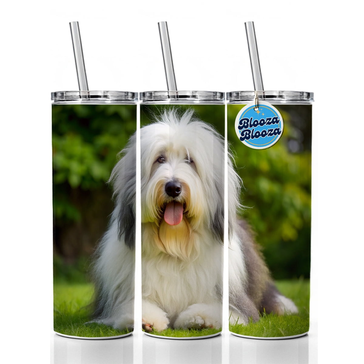 Old English Sheepdog Dog Photo 20oz Insulated Water Bottle Skinny ...