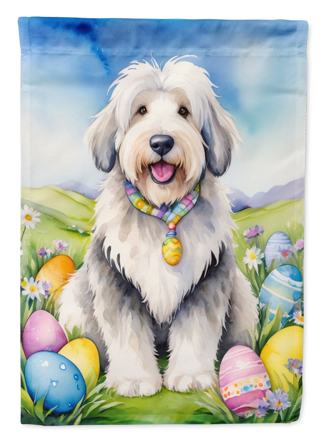 Old English Sheepdog Easter Egg Hunt House Flag 28 in x 40 in - Walmart.com