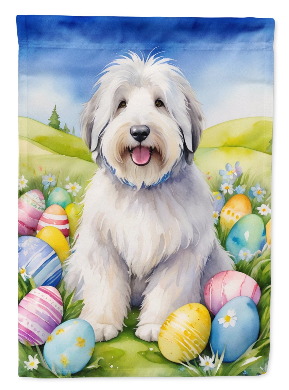 Old English Sheepdog Easter Egg Hunt House Flag 28 in x 40 in - Walmart.com