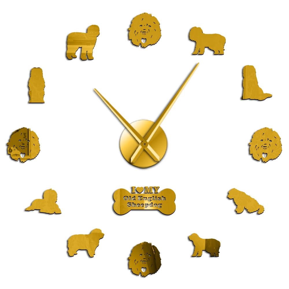 Old English Sheepdog Frameless Wall Clock Stickers, DIY Modern ...