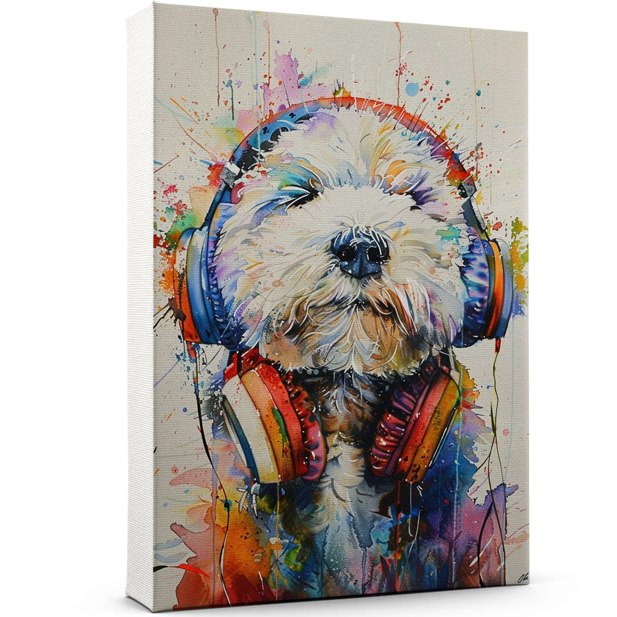 Old English Sheepdog Headphone Wall Art Dog Wall Poster, Old English ...