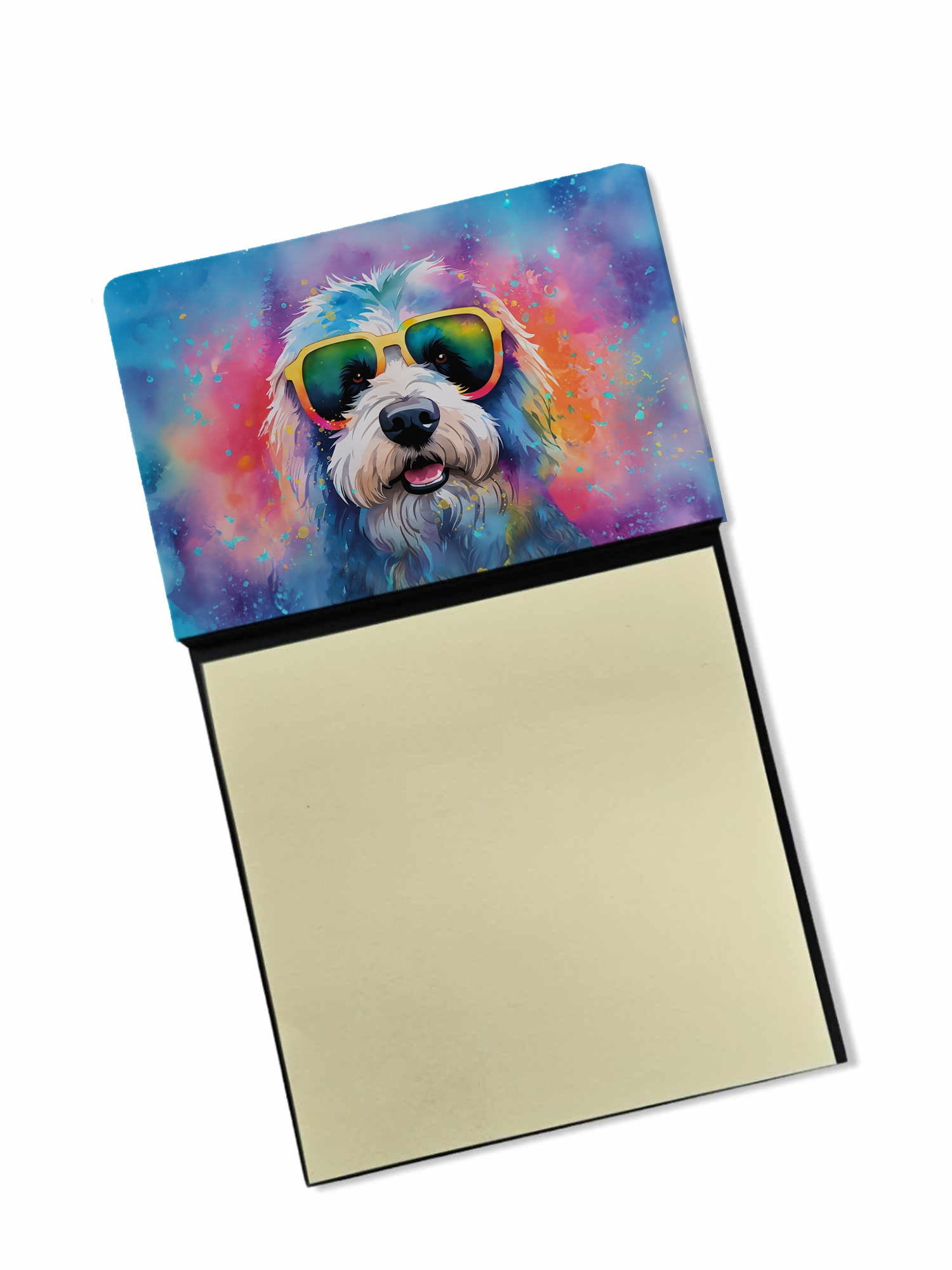 Old English Sheepdog Hippie Dawg Sticky Note Holder 3.25 in x 5.25 in ...
