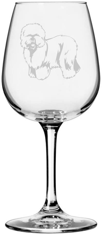 Old English Sheepdog OES Dog Themed Etched 12.75oz Libbey Wine Glass ...