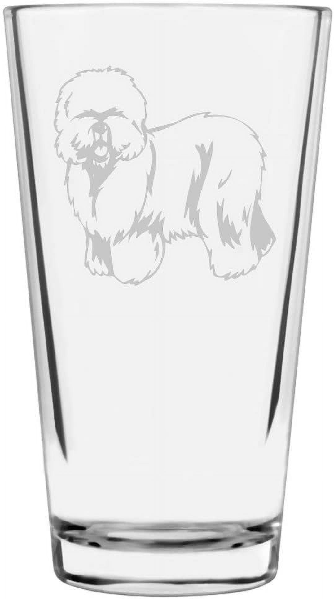 Old English Sheepdog OES Dog Themed Etched All Purpose 16oz Libbey Pint ...