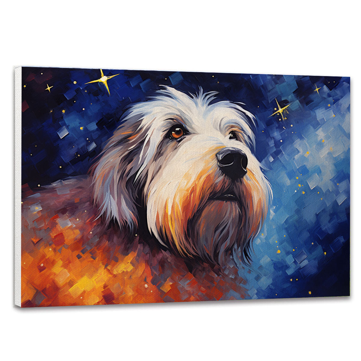 Old English Sheepdog Van Gogh Starry Night Dog Print Canvas Wall Art ...