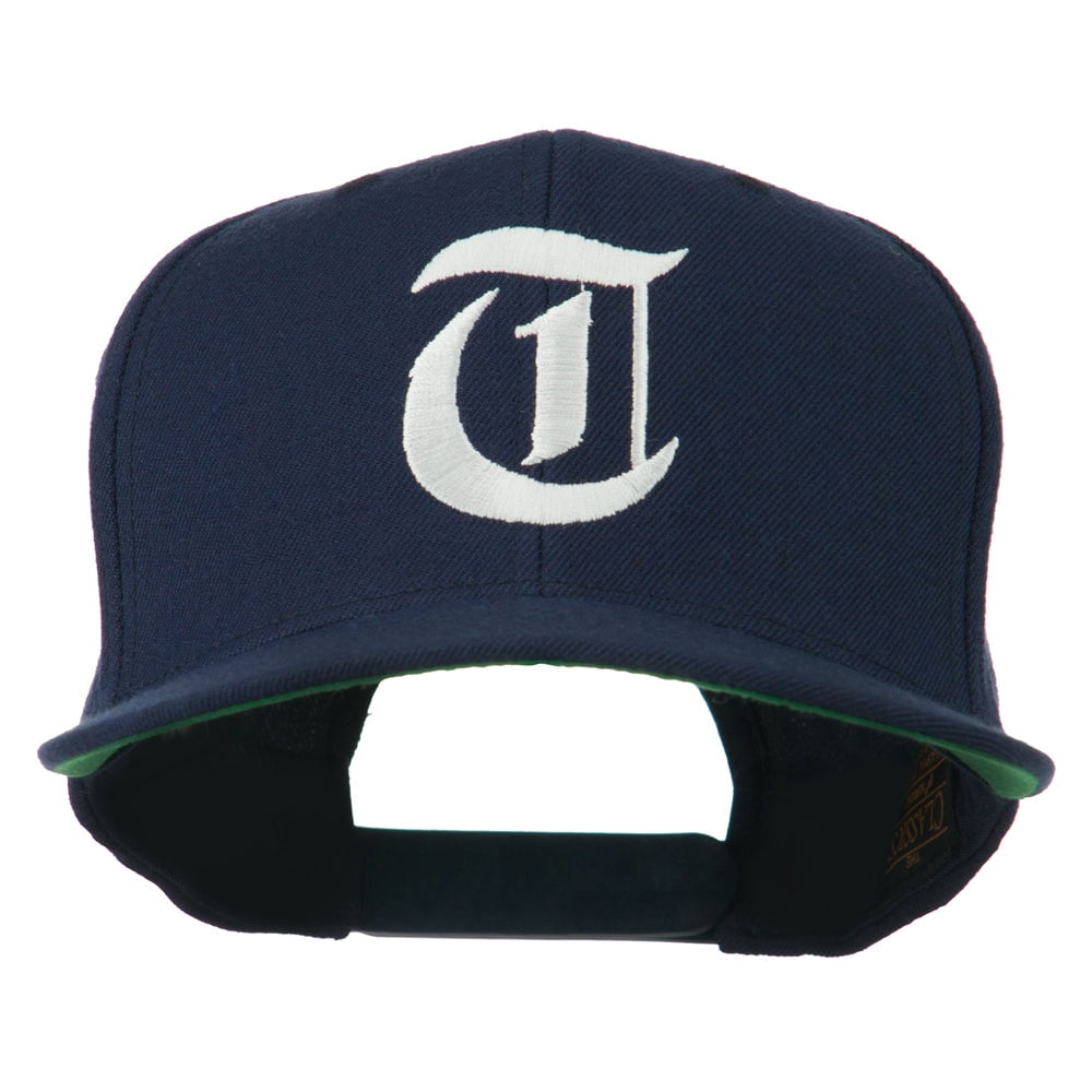 Old English T Embroidered Snapback Cap - Navy OSFM - Walmart.com