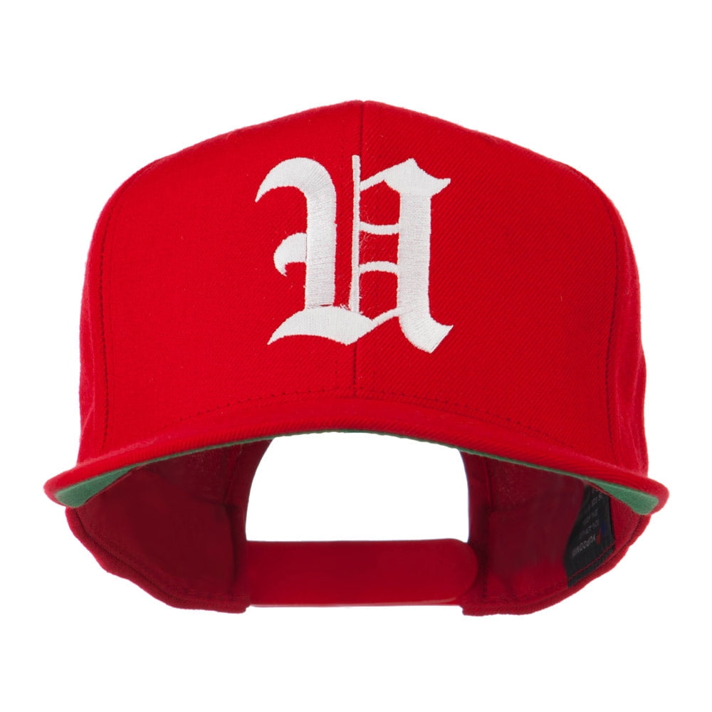 Old English U Embroidered Flat Bill Cap - Red OSFM - Walmart.com