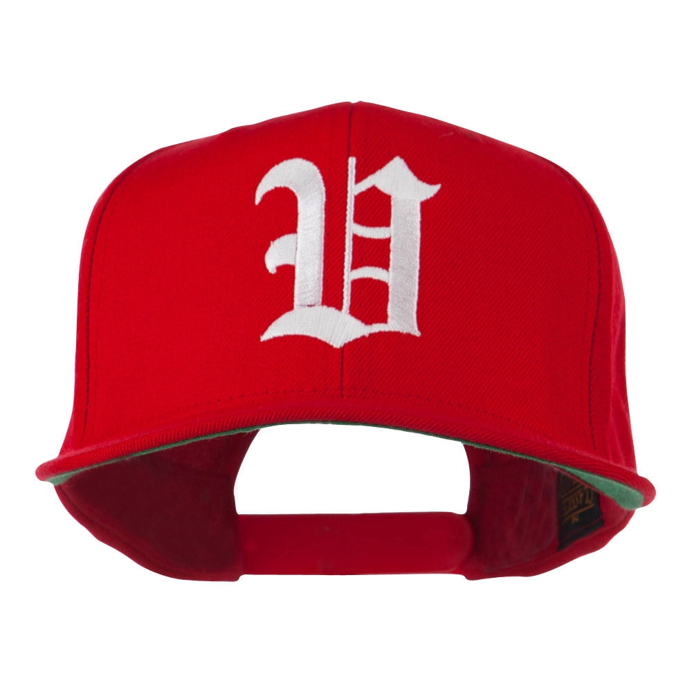 Old English V Embroidered Flat Bill Cap - Red OSFM - Walmart.com