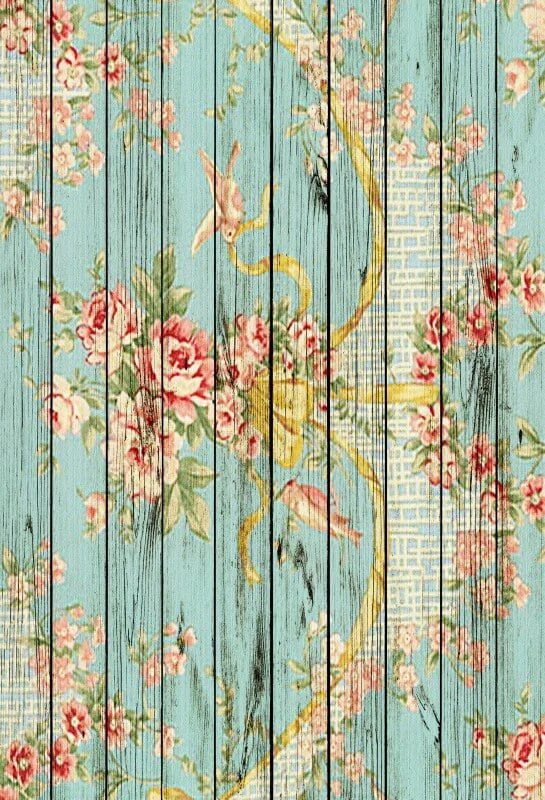 Old Faded Wooden Board Watercolor Flowers Photography Backdrops Photo ...