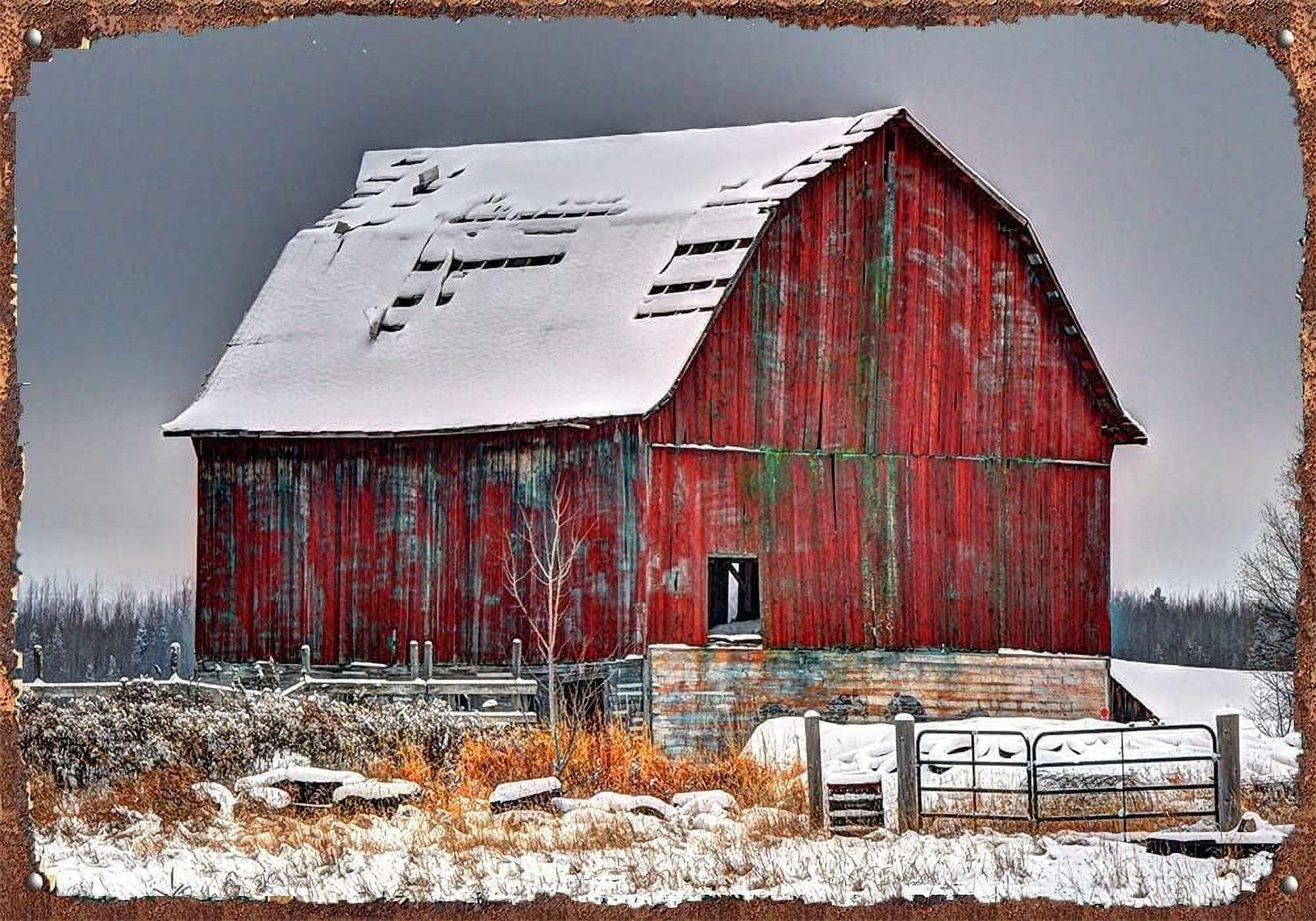 Old Farm Home Barn Metal Tin Sign Kitchen Pub Funny Novelty Coffee Bar ...