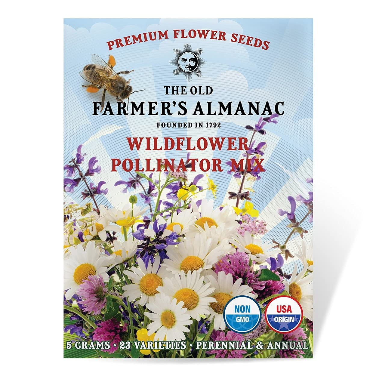 The Old Farmer's Almanac Premium Wildflower SMRSeeds 23 Pollinator Mix ...