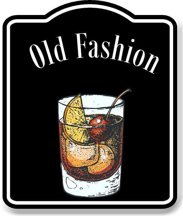 Old Fashion Garnish Cocktail Bar Sign BLACK Aluminum Composite Sign, 20 ...