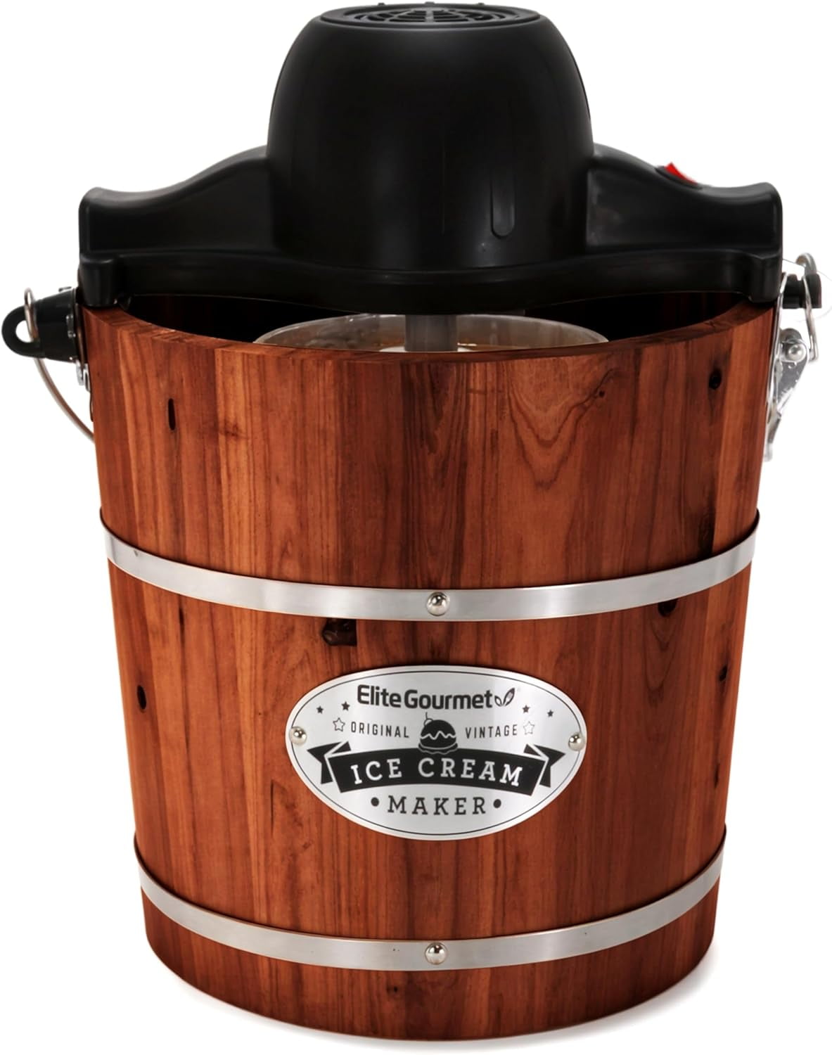 Old Fashioned 4 Quart Vintage Walnut Wood Bucket, Electric Ice Cream ...