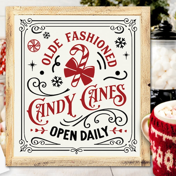 Old Fashioned Candy Canes , Candy Canes Poster , Farmhouse Christmas ...