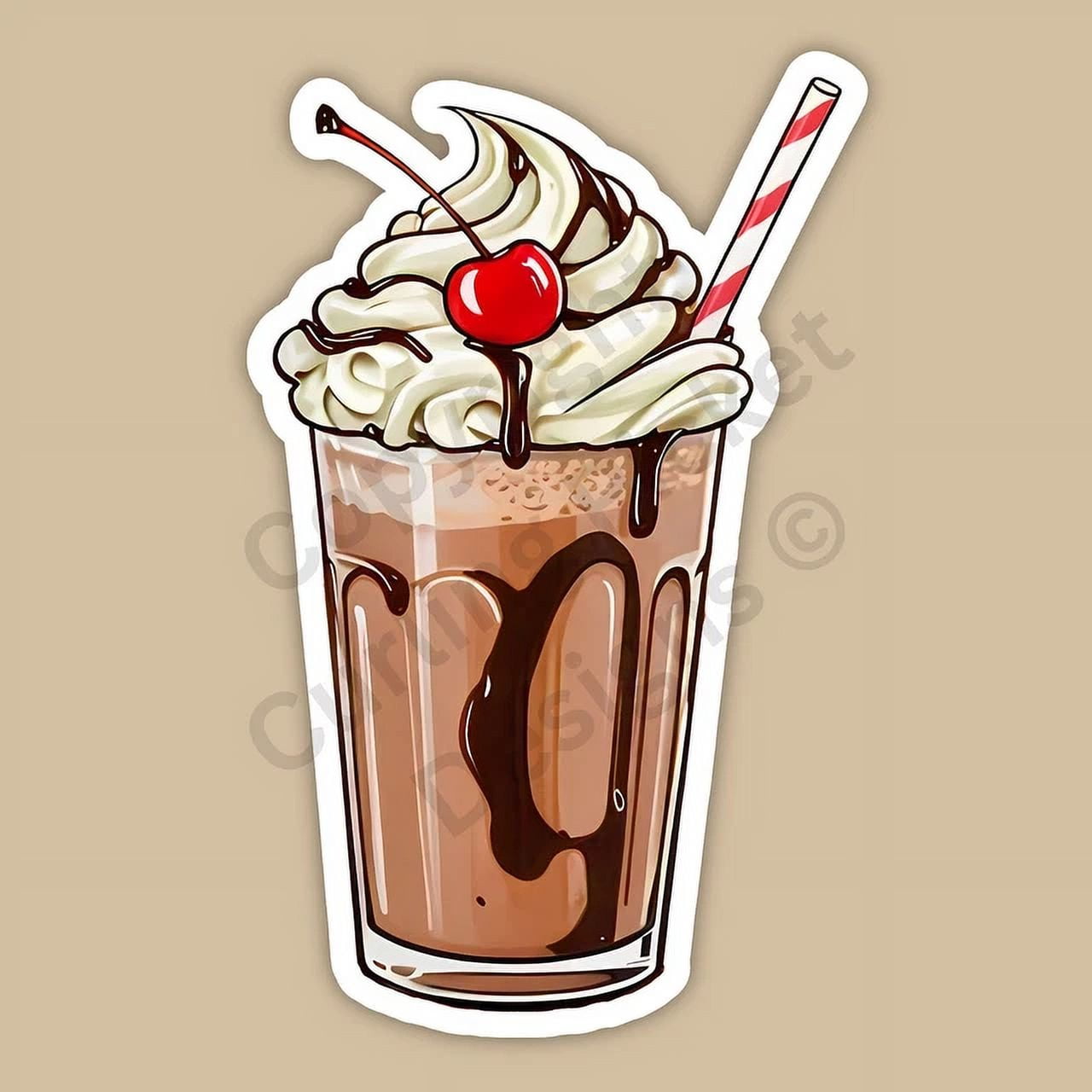 Old Fashioned Chocolate Shake With Cherry On Top Food Sticker Phone ...