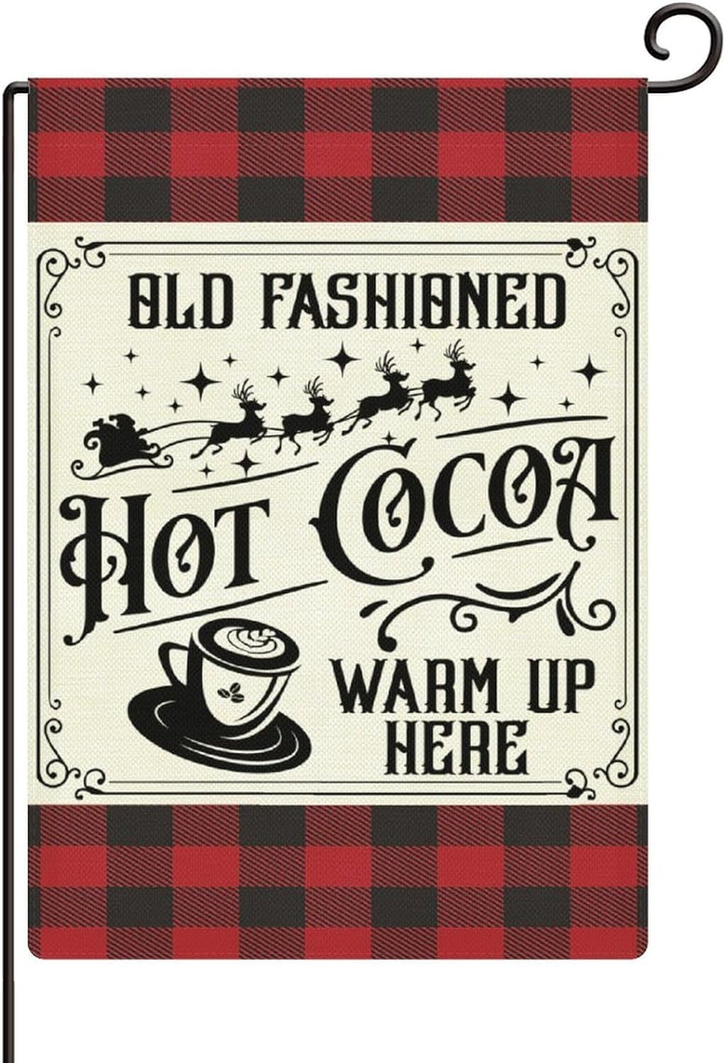Old Fashioned Hot Cocoa Served Daily Warm Up Here Garden Flagin Double ...