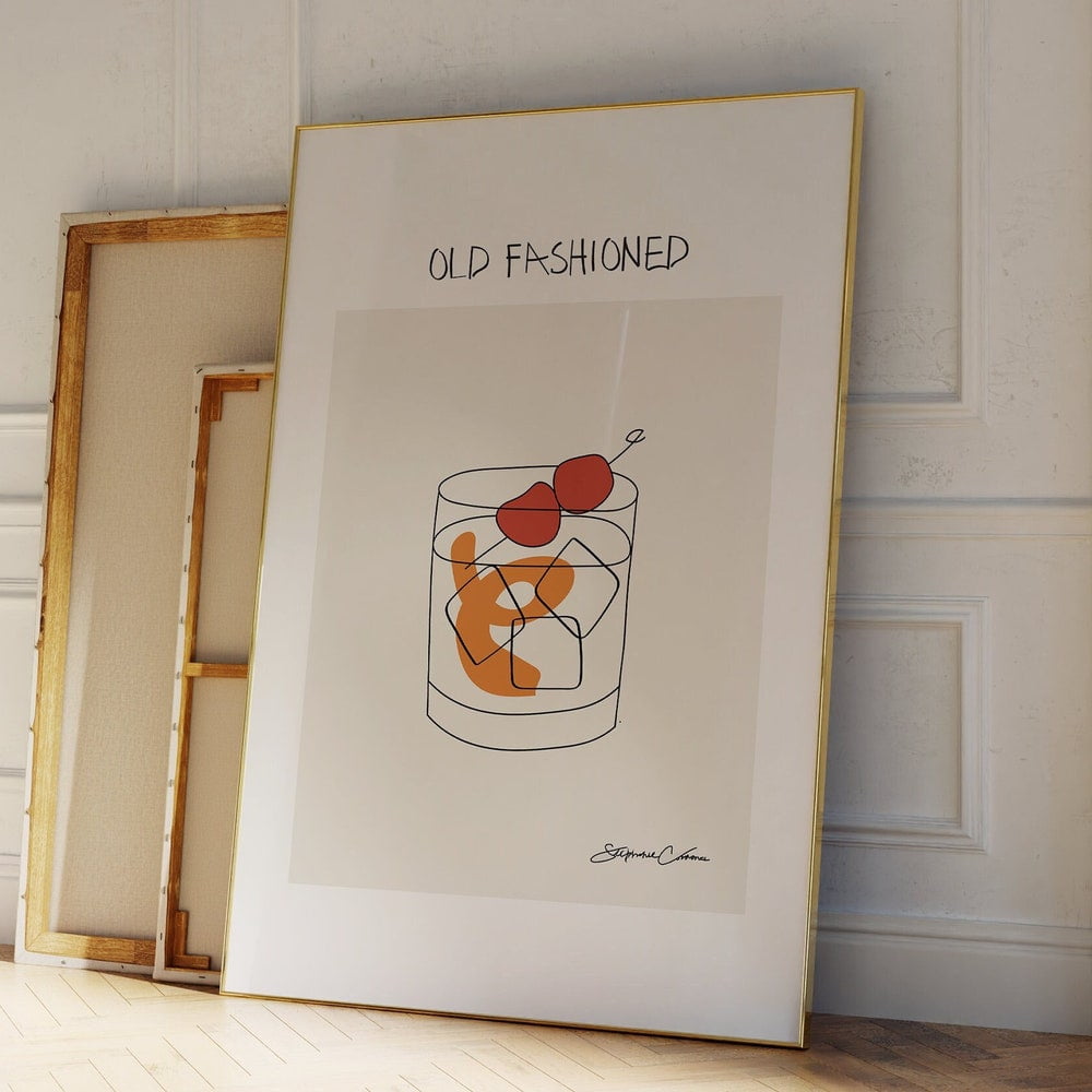 Old Fashioned Poster, Retro Cocktail Wall Art, Bar Cart Wall Art, Retro ...