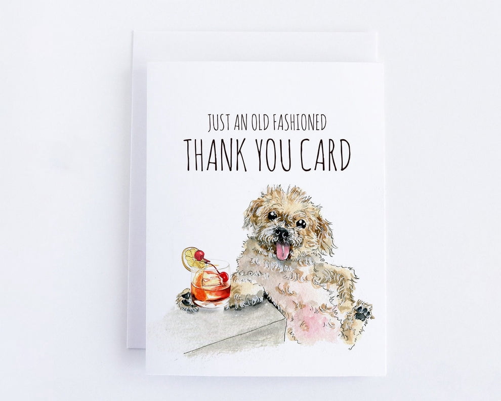 Old Fashioned Thank You Card with Adorable Dog Illustration – Perfect ...