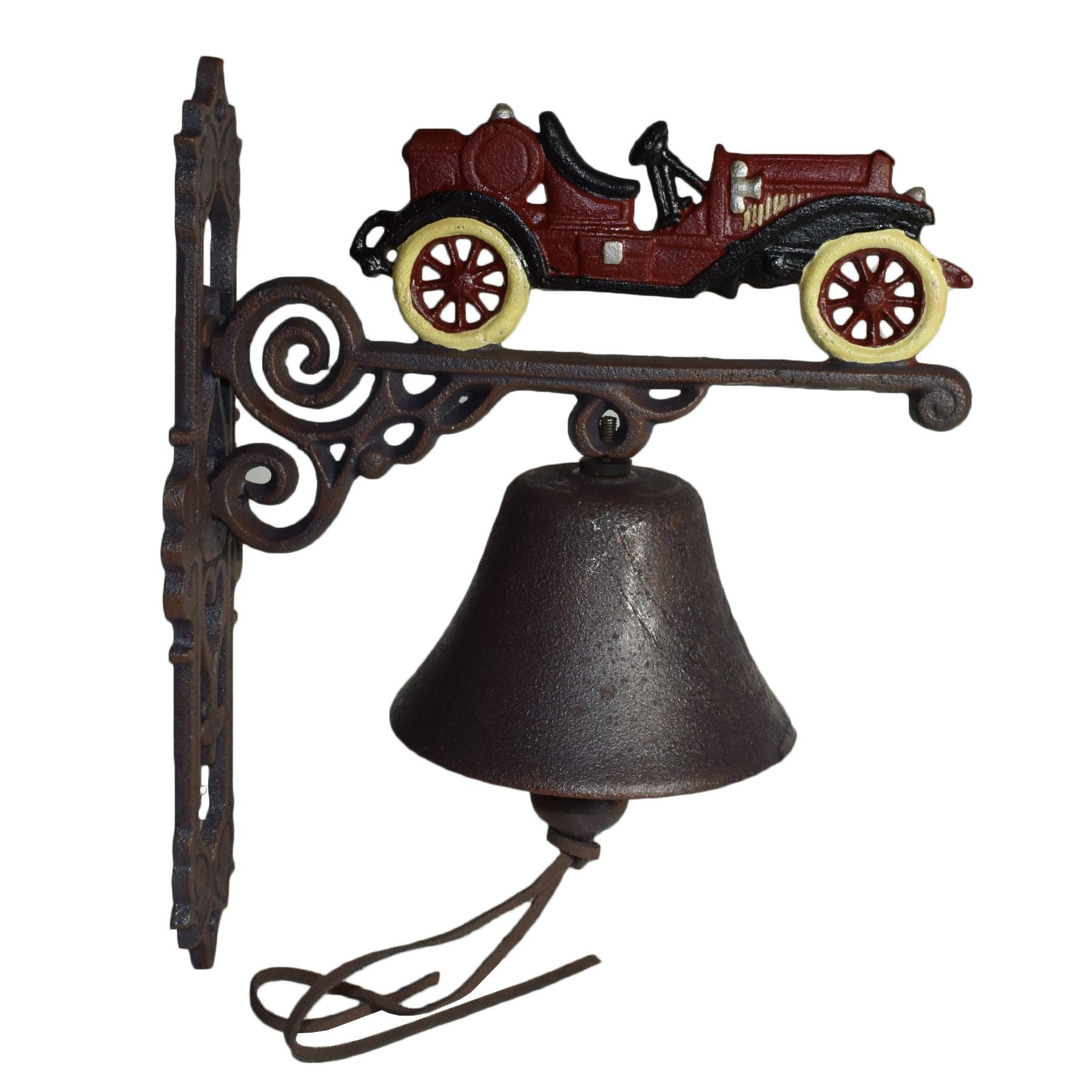 Old Fashioned Veteran Car Red Bell Gate Cast Iron Sign Plaque Door Wall ...